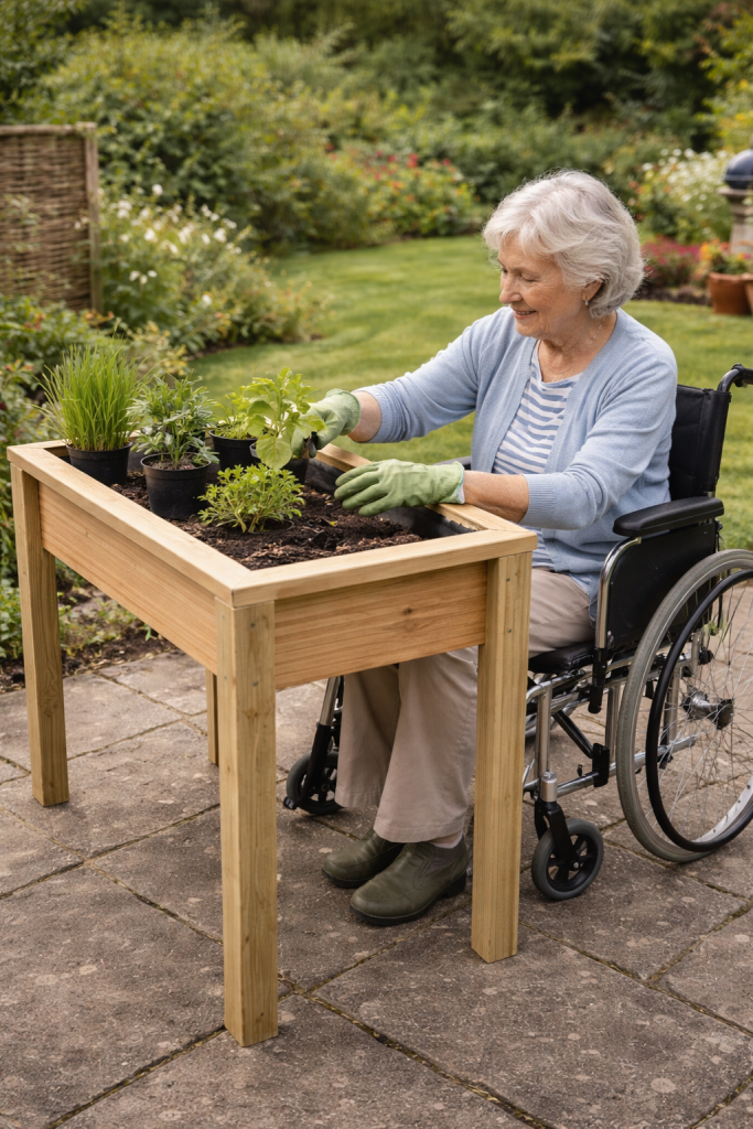 Wheelchair Accessible Raised Garden Planter 95cm – Treated Decking Trough