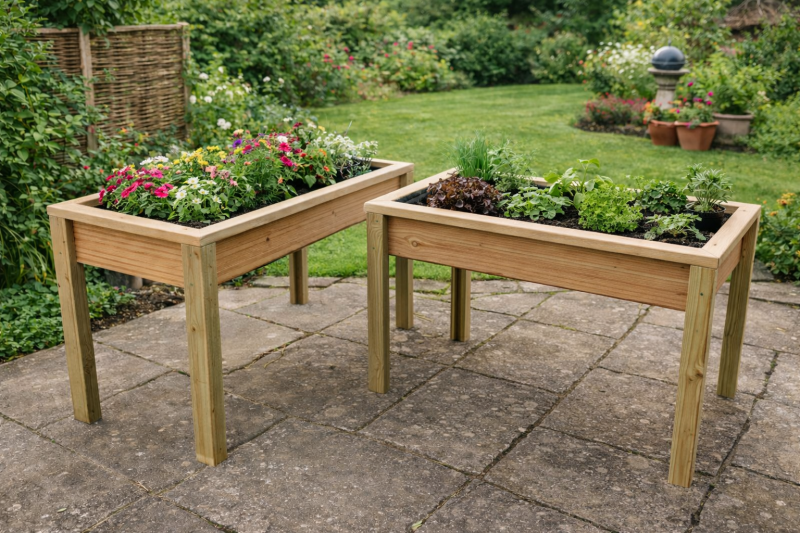 Wheelchair Accessible Raised Garden Planter 95cm – Treated Decking Trough